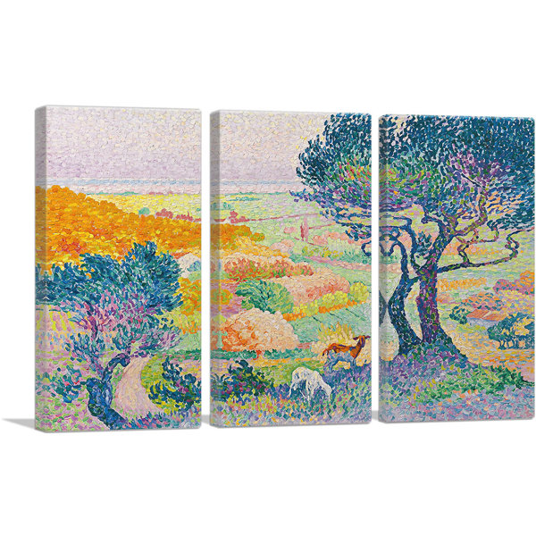 ARTCANVAS La Plaine De Bormes 1908 by Henri-Edmond Cross - 3 Piece Wrapped Canvas Painting | Wayfair